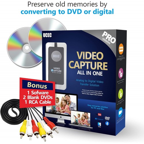 UCEC USB 2.0 Video Capture Device - Pro Version, VHS to Digital ...