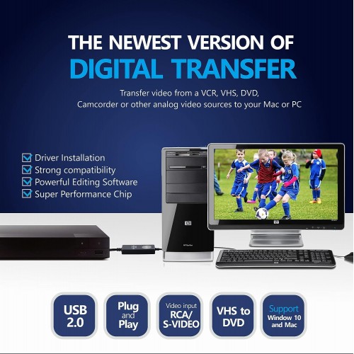 UCEC USB 2.0 Video Capture Device - Pro Version, VHS to Digital ...